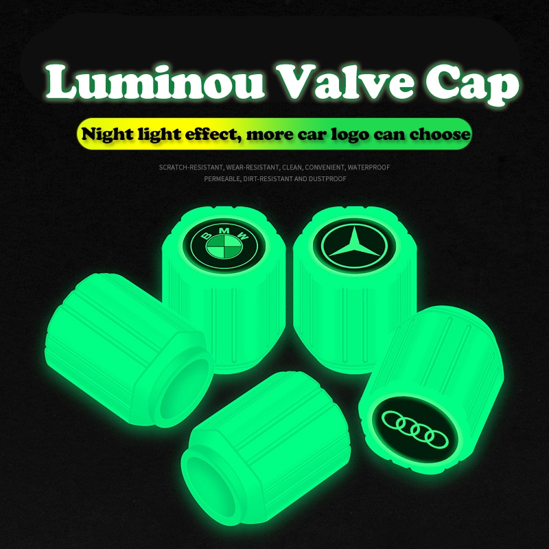4 pieces of Car / Motorcycle / Truck Tire Valve Caps Glow in the Dark ...