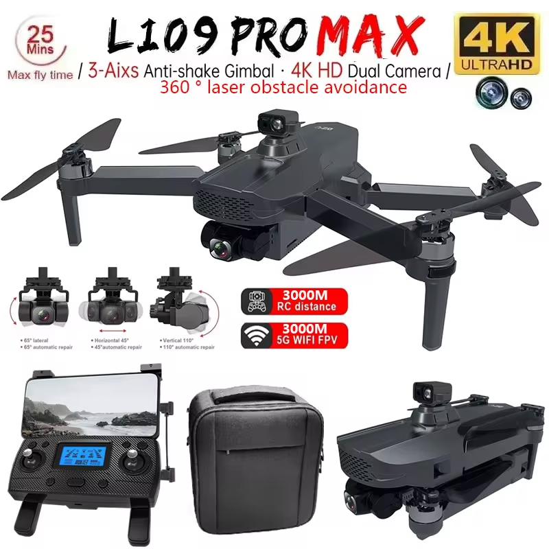 3KM Repeater Digital Image Transmission L109 PRO MAX GPS Drone with 3 ...