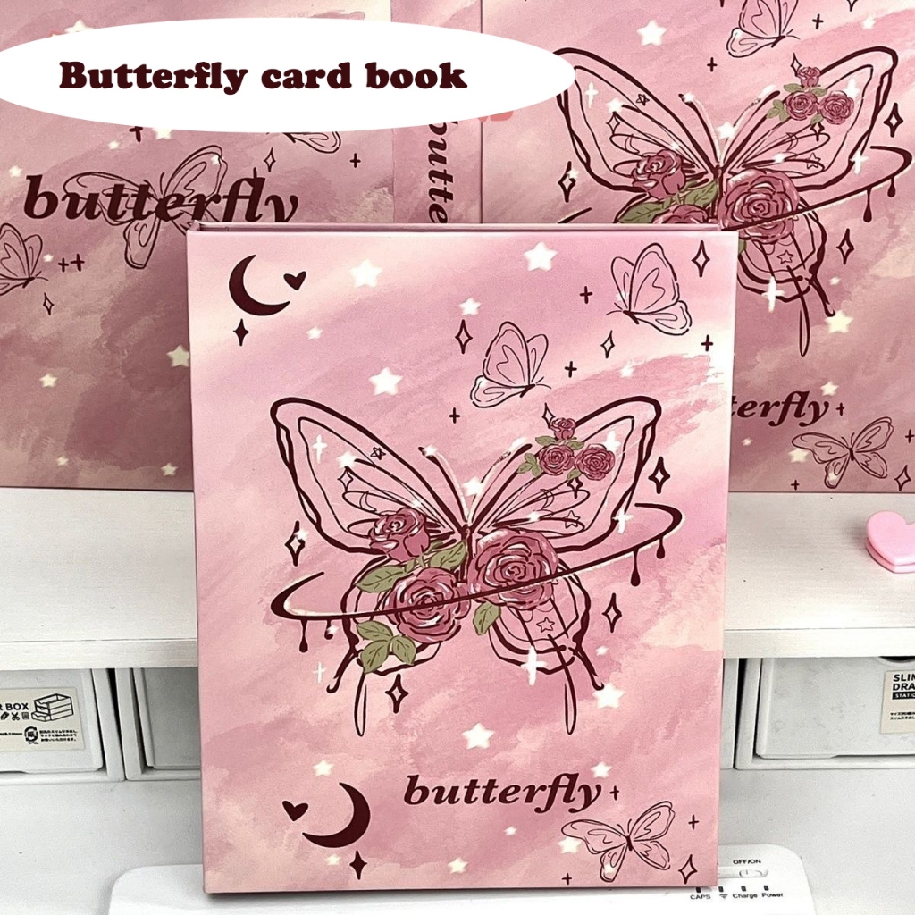 Kawaii A5 pink Butterfly Binder Cover Photo Card Album Hard Star Kpop ...