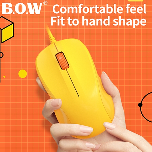BOW M136U Ergonomic Wired Mouse Mini Portable Green Yellow Pink White ...