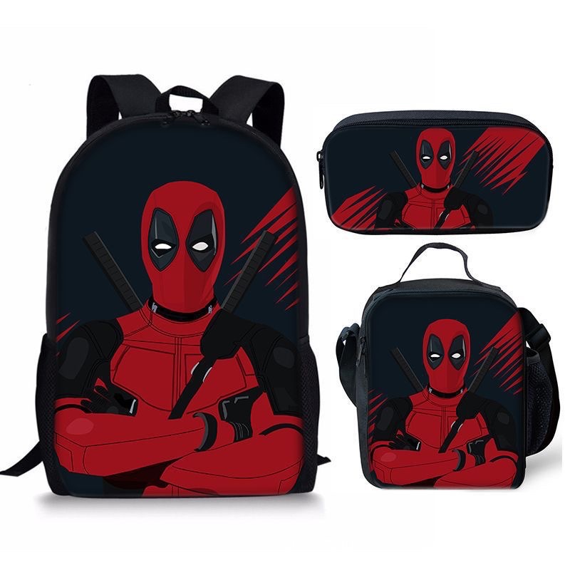 Deadpool Schoolbag Three-Piece Set Deadpool Deadpool Kindergarten ...