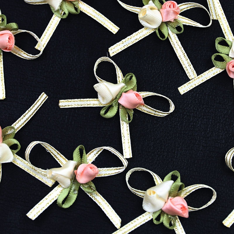 ((20Pcs/Bag) 4.5cm Rose Bud Bow Wedding Gift Box Decoration Christmas ...