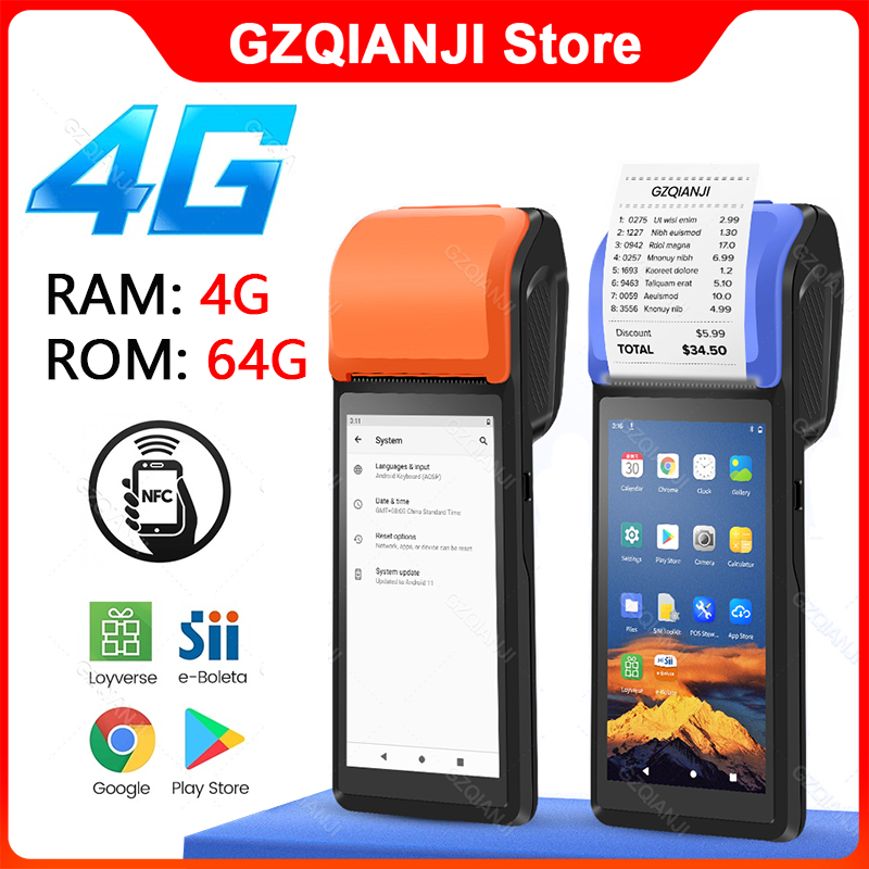 Android 11 PDA POS Handheld Terminal Receipt Printer Handheld Bluetooth ...