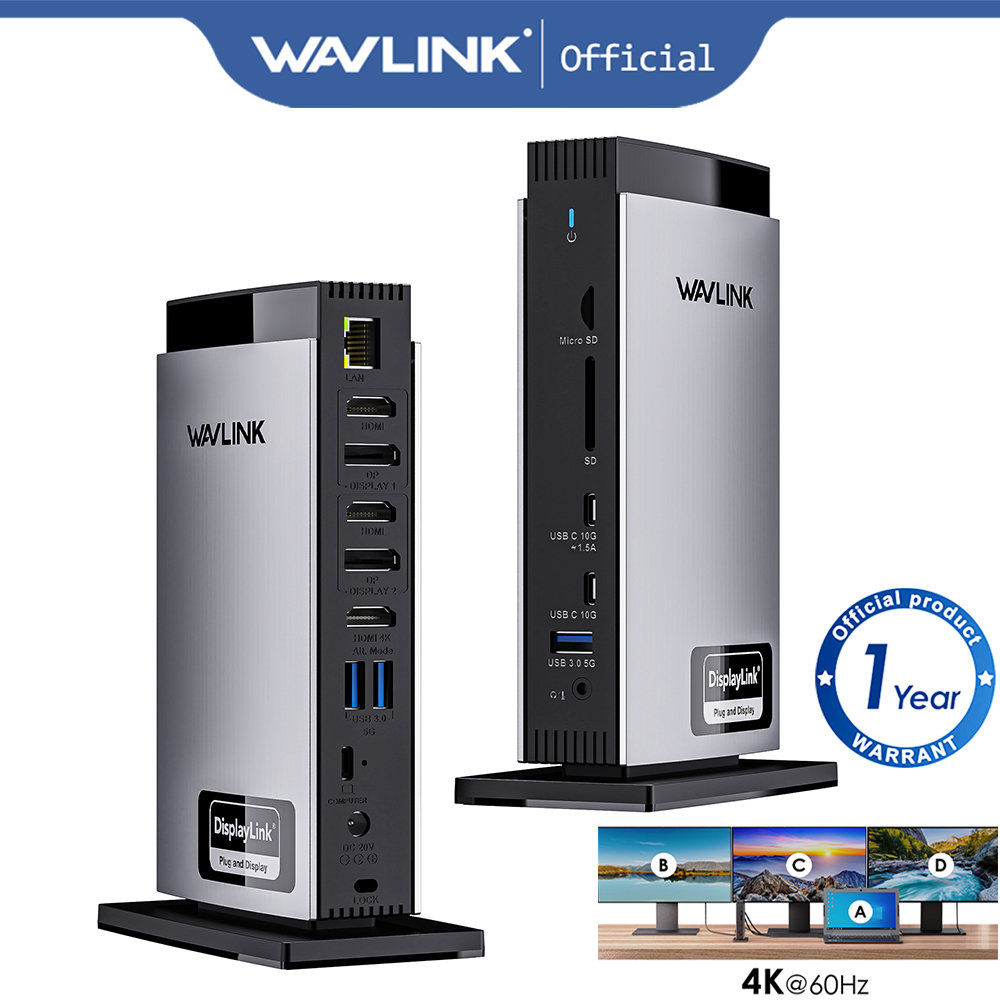 WAVLINK Universal DisplayLink Docking Station Triple 4K USB C USB 3.0 Laptop Dock for M1 M2 M3 ...