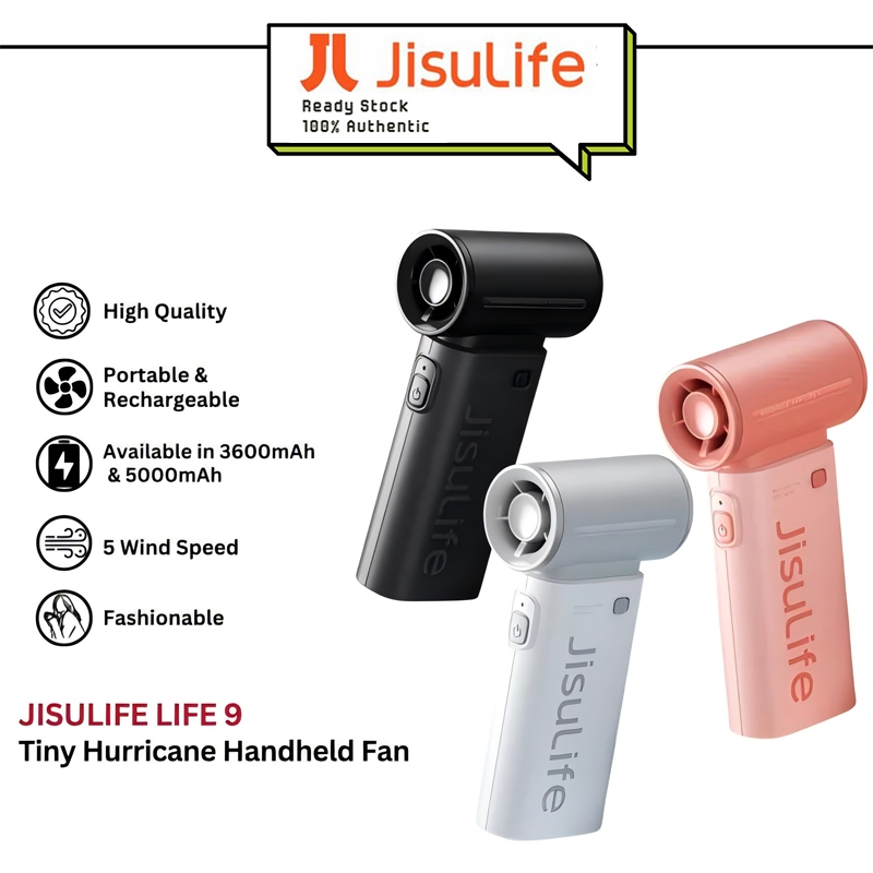 JISULIFE Mini Portable Jet Fan life 9 Rechargeable 5000mAh Battery USB ...