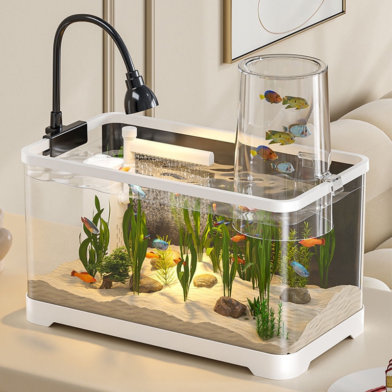 360 Aquarium with LED Lighting and Power Filter, Desk Aquarium Set ...