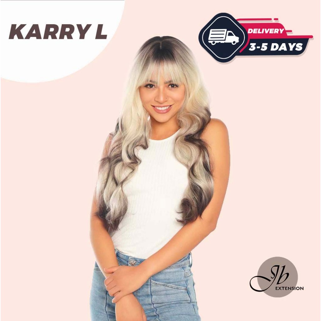 JBSELECT4YOU 65cm Wig Female Long Curly Hair Platinum Blonde With Dark ...