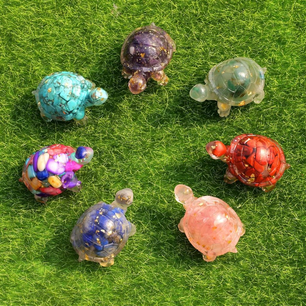 1pc Colorful Crystal Turtle Statue, Resin Tortoise Figurine Sculpture ...