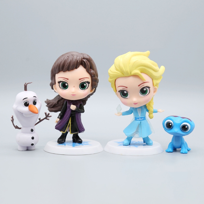 4Pcs/Set 3-8cm Anime Frozen Figure Elsa Anna Olaf Snowman Lizard Q ...