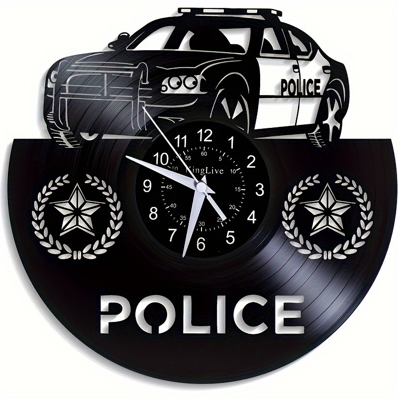 Police Car Wall Clock Retro Vinyl Record Retro Wall Clock Police Car ...
