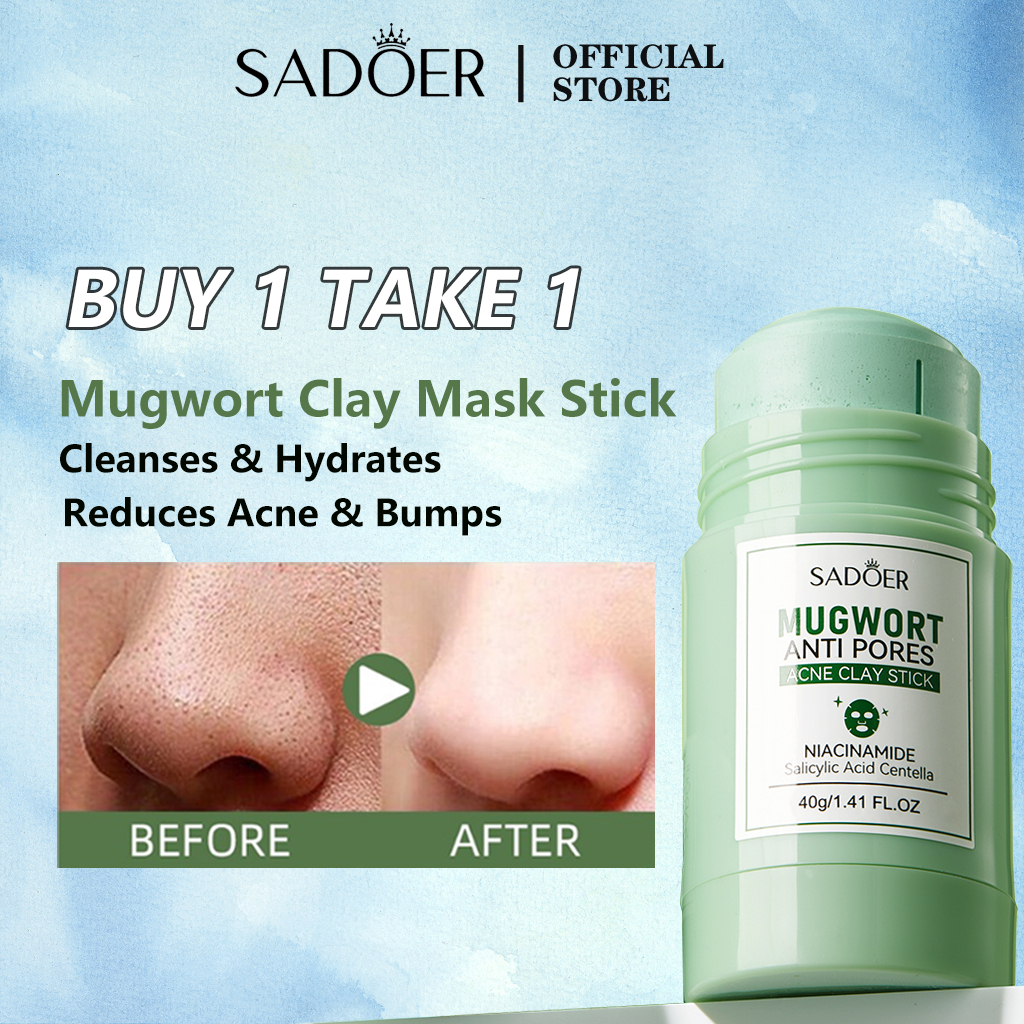 SADOER BUY 1 TAKE 1 Mugwort Clay Mask Black Heads Removal Clean Pores ...