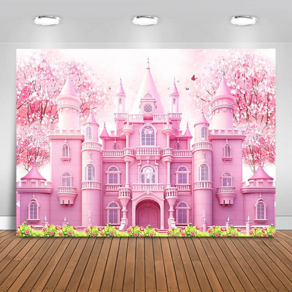 Princess Castle PhotographyBackdrop Pink Castle Background Party ...