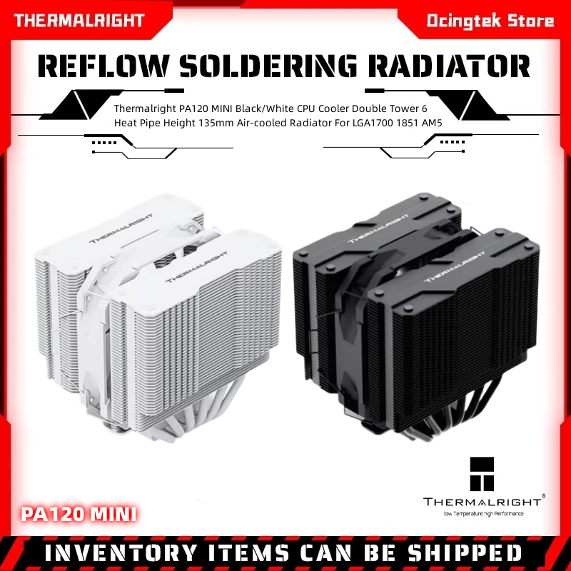 Thermalright PA120 MINI Black/White CPU Cooler Double Tower 6 Heat Pipe ...