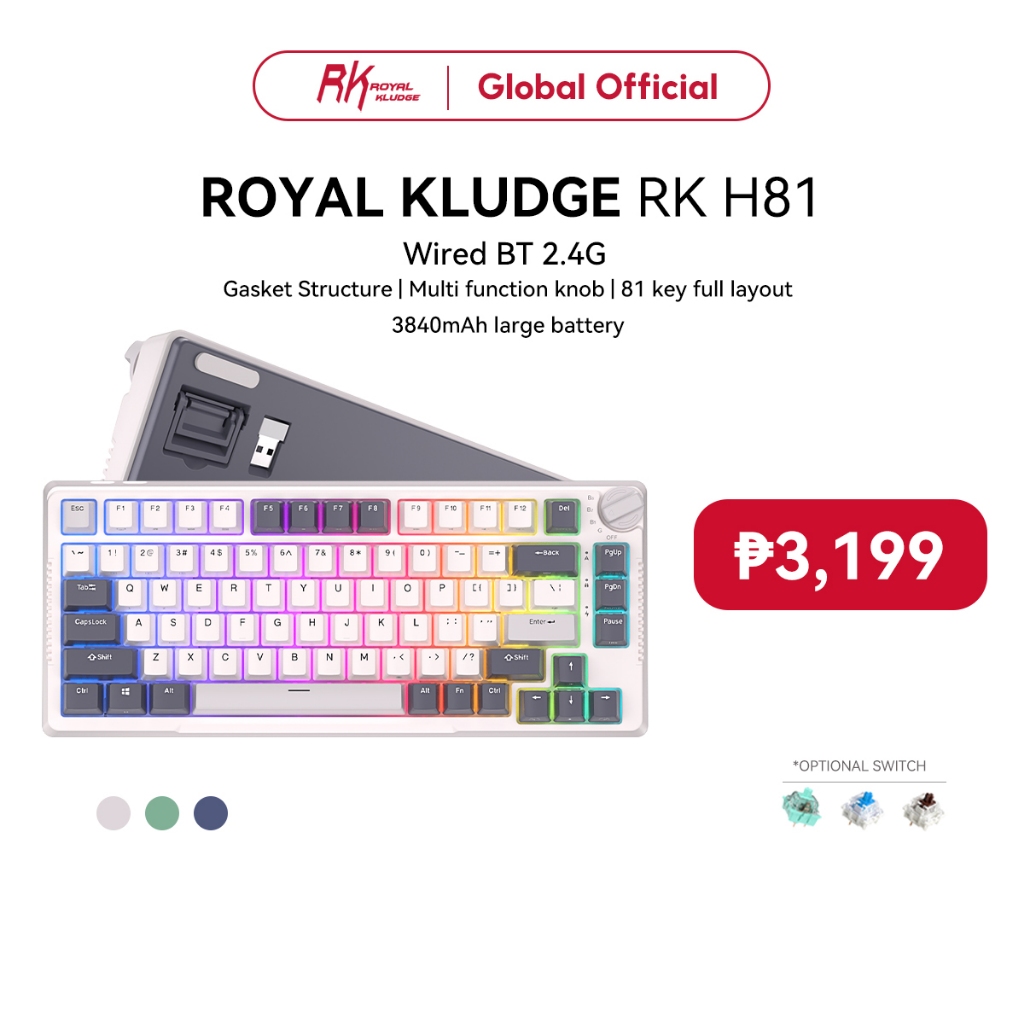 RK ROYAL KLUDGE H81 81 Key Gasket Structure Tri-Mode Rgb Wired ...