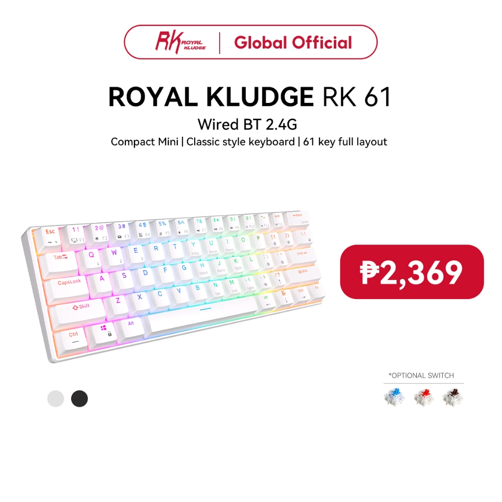 RK61 Royal Kludge Bluetooth 5.0 & USB C Dual Mode RGB Backlit Mechanical Keyboard | Shopee ...