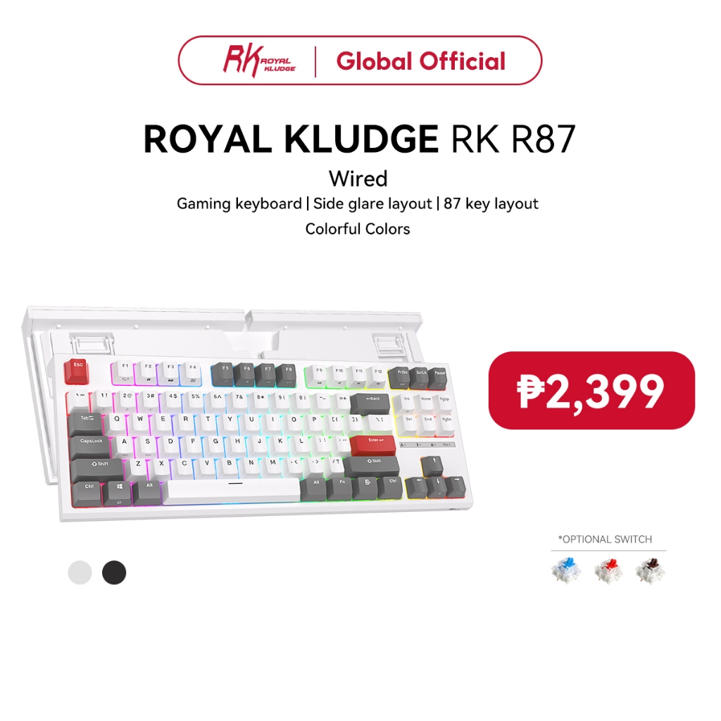 NEW RK R87 Royal Kludge 87 Key Wired Professional Game Hotswap ...