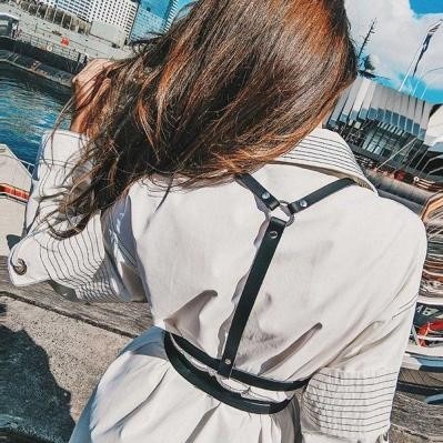 Black Leather Belts Sculpting Body Harness Cage Vest Chest Waist Straps ...