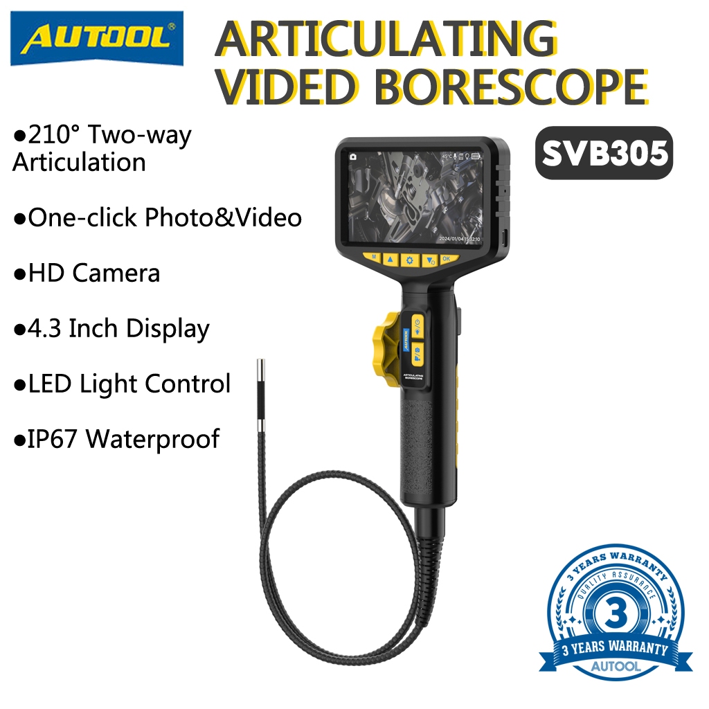 AUTOOL 5-Inch HD Display Articulating Video Borescope Industrial ...