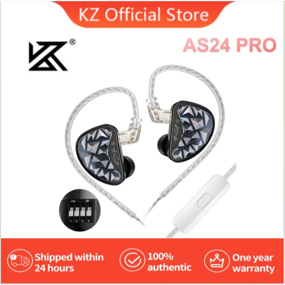 KZ AS24 PRO In-Ear Headphones Adjustable Hybrid Drivers 4-speed tuning ...