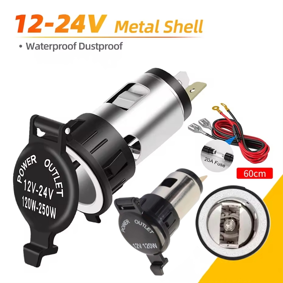 120W 12V-24V Waterproof Car Auto Motorcycle Power Plug Socket For ...
