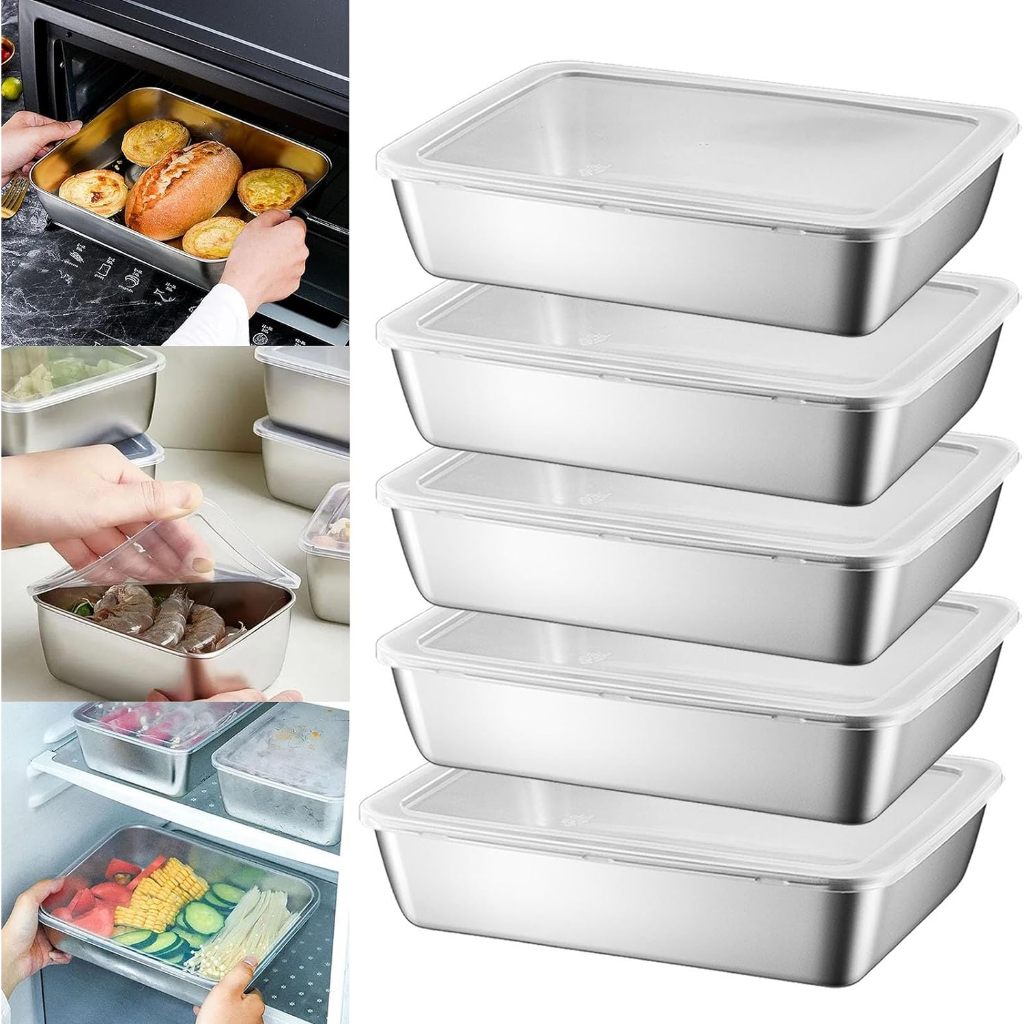 304 Stainless Steel Japanese Style Tray Food Storage Box with Lid ...