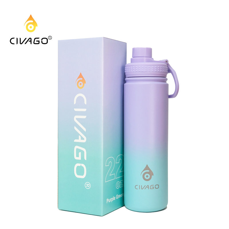 CIVAGO（22oz）Wide Mouth with Sport Lid Vacuum Insulated Tumbler Hot And ...
