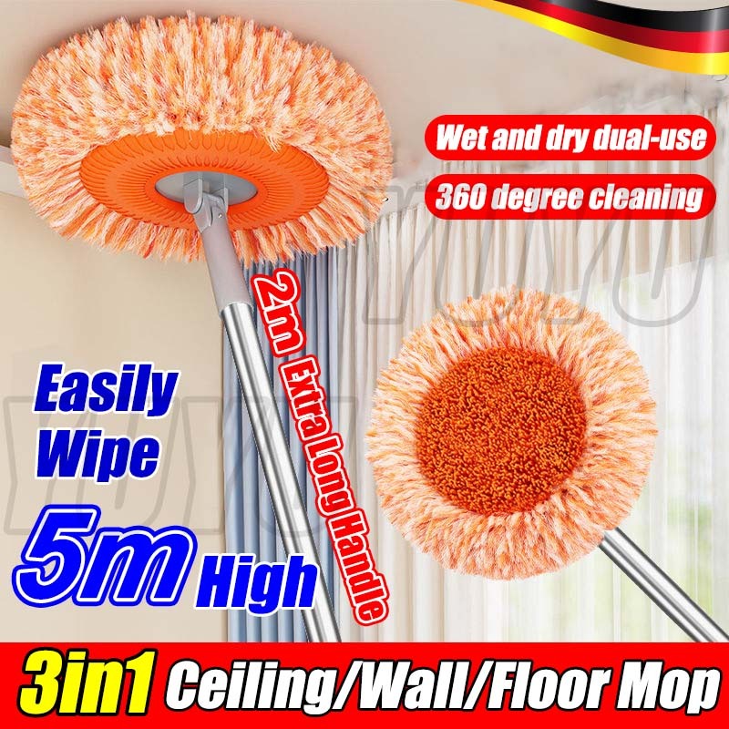 4in1 Scalable Long handle Cleaning Mop Rotating Head Removable Cloth ...