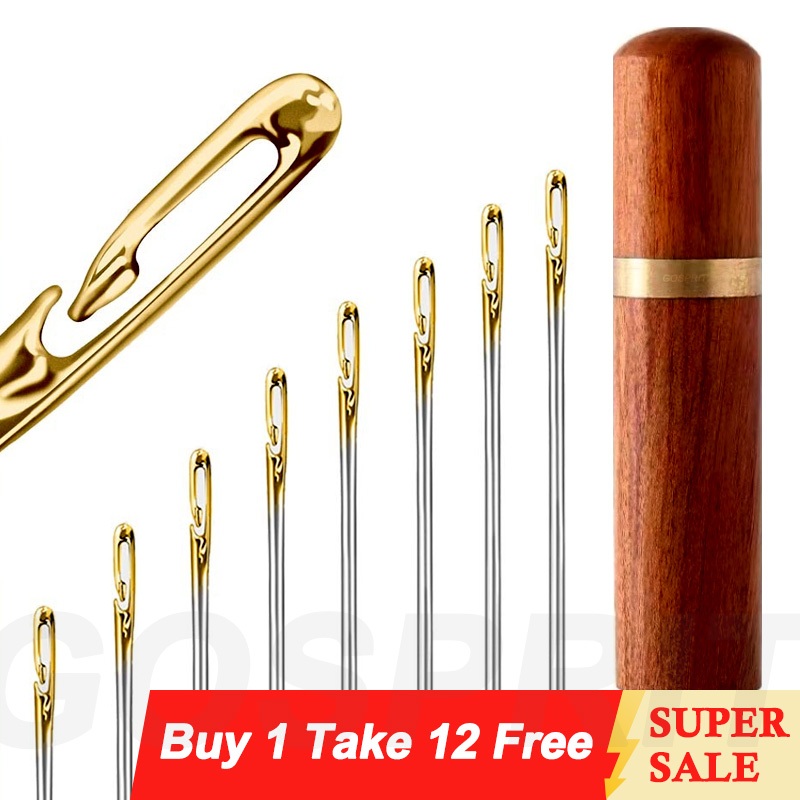 12Pcs Sewing Needle No Need To Thread Through Needle Side Hole Automatic Threading Elderly ...