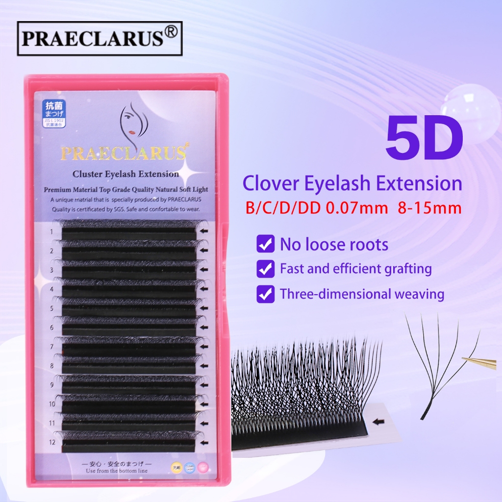 PRAECLARUS 5D Five-Leaf Clover Eyelash Extension Premium Materials Hand ...