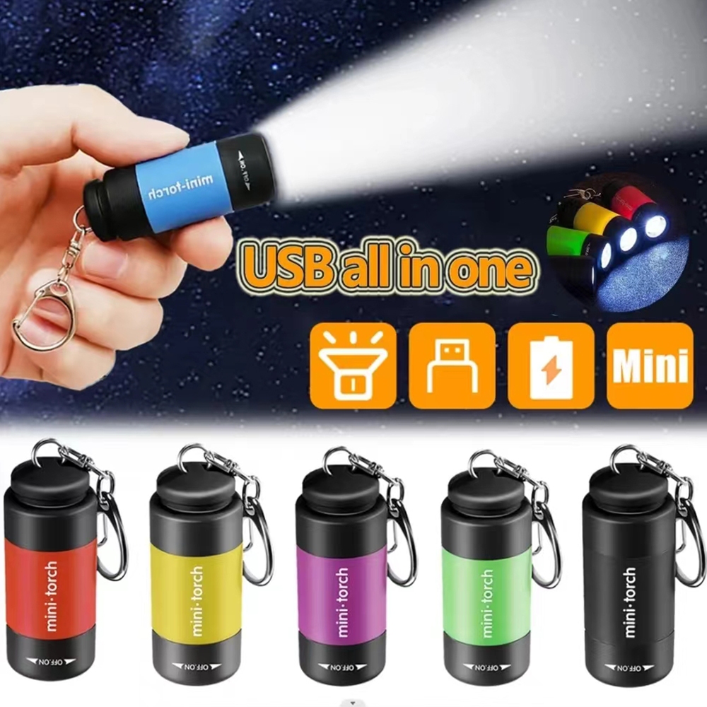 Mini Flashlight LED Flashlight Strong Light Waterproof USB Rechargeable ...