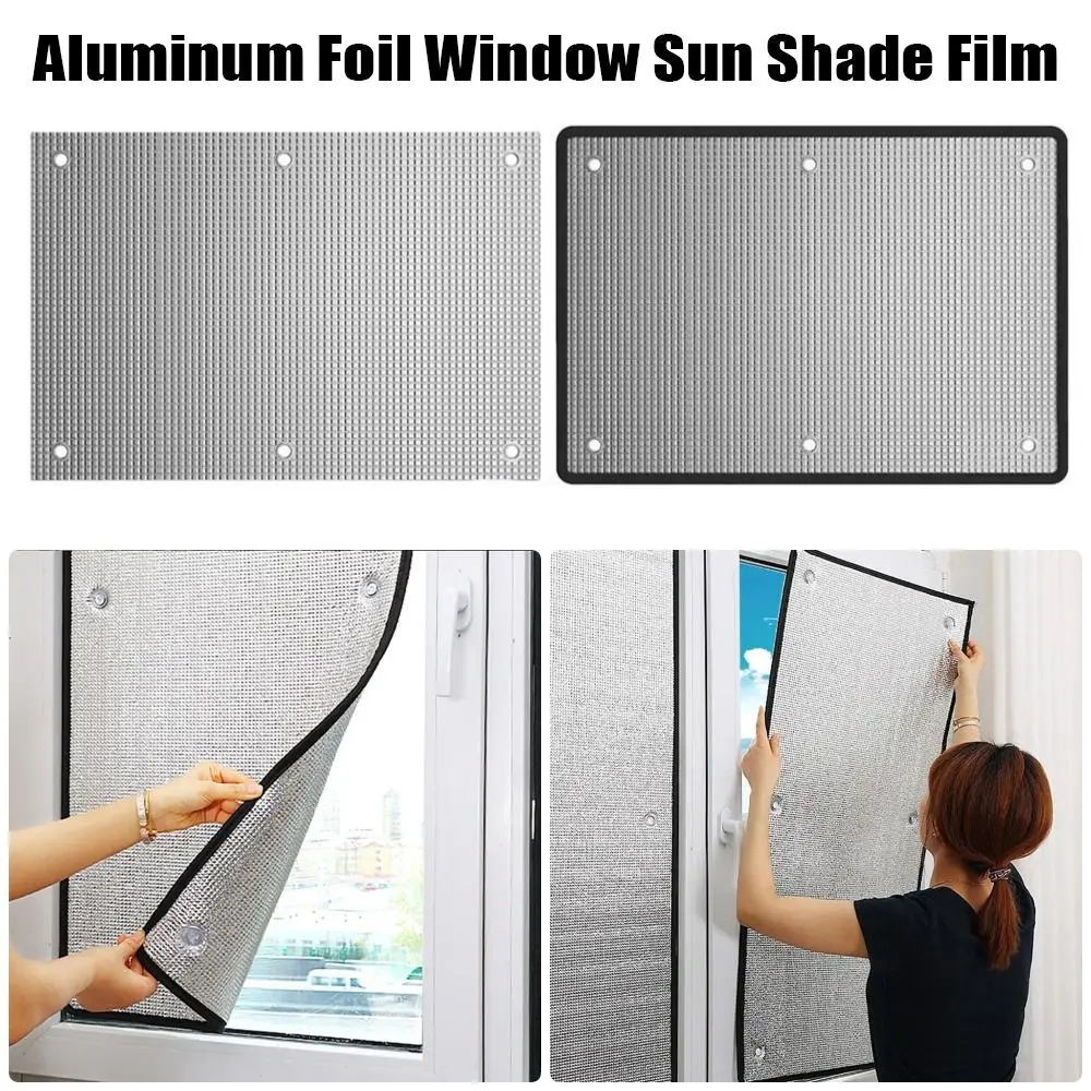 Double Side Aluminum Foil Windows Sunshade Curtain Heat Insulation Home ...
