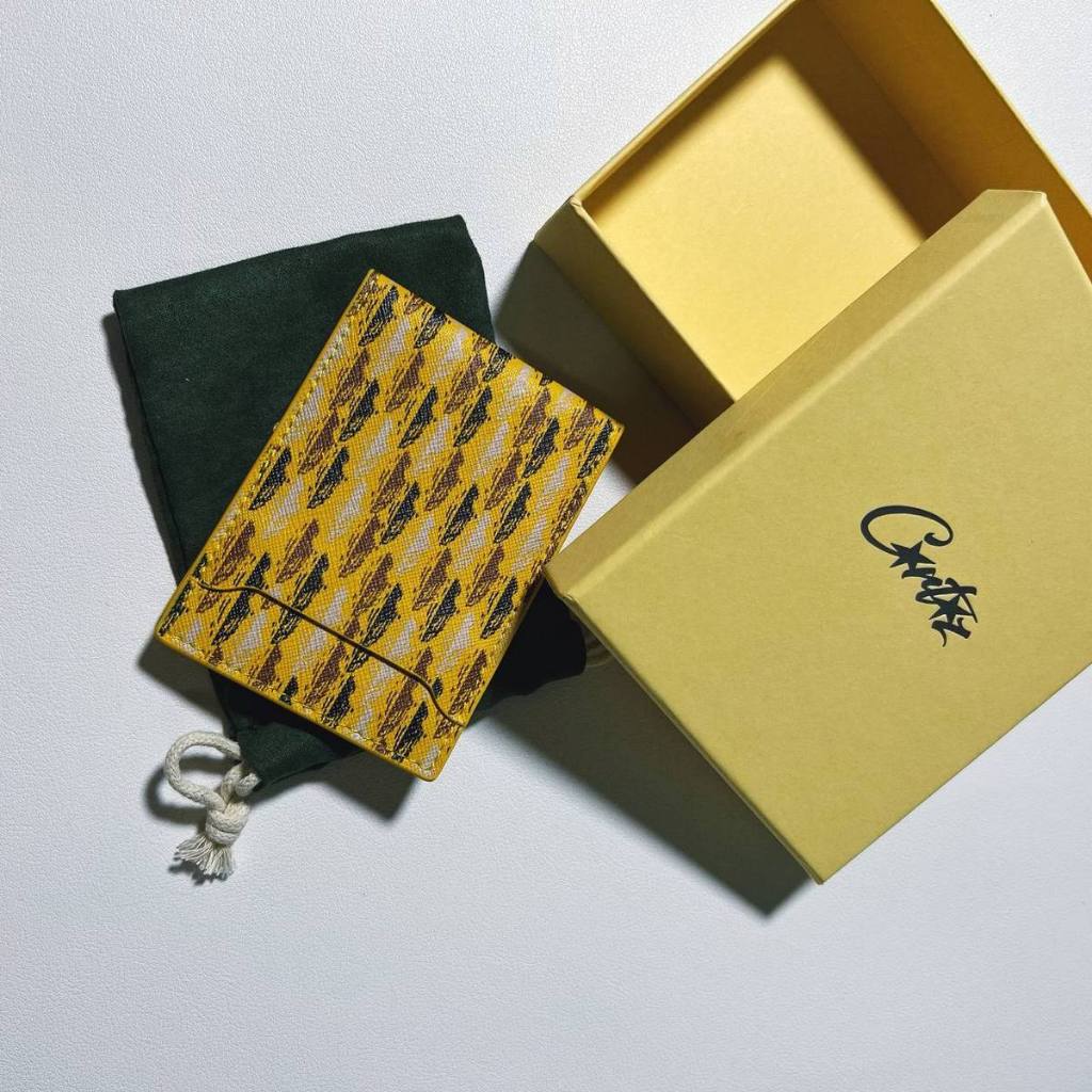 corteiz CRTZ CTW card holder with bag and box yellow and green can be ...