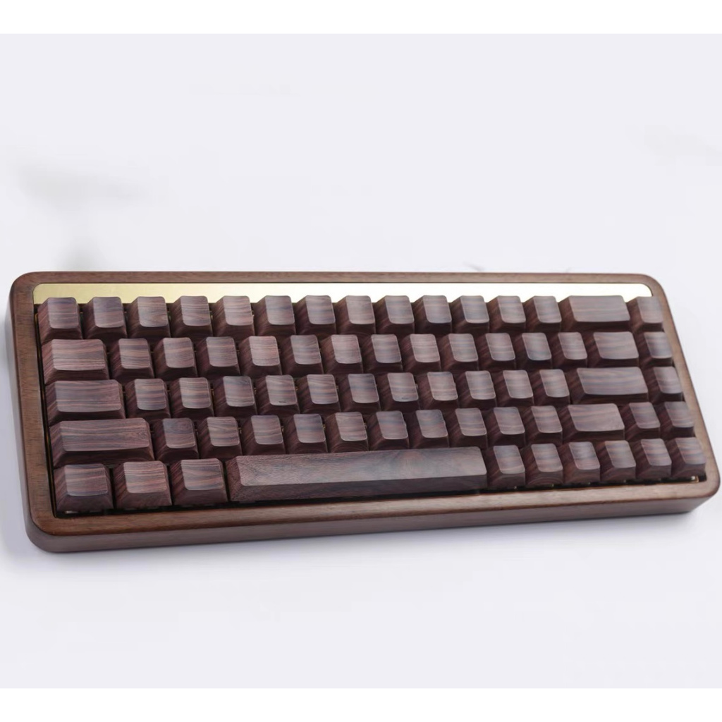 Walnut Wood Keycaps 131 Keys Cherry Height Side Carving PBT Material ...