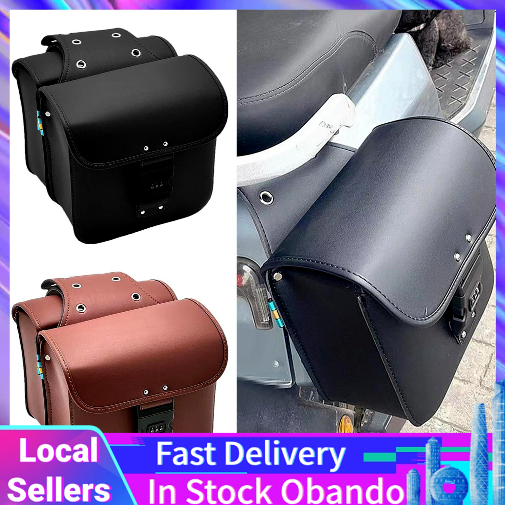 Motorcycle Saddle bag PU Leather Tool Bag Universal Motorcycle Side Box ...