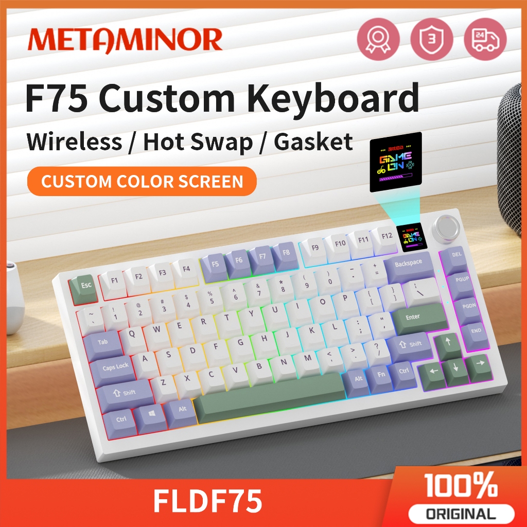 FLD F75 Wireless Mechanical Keyboard with TFT Screen Hot Swap RGB Tri ...
