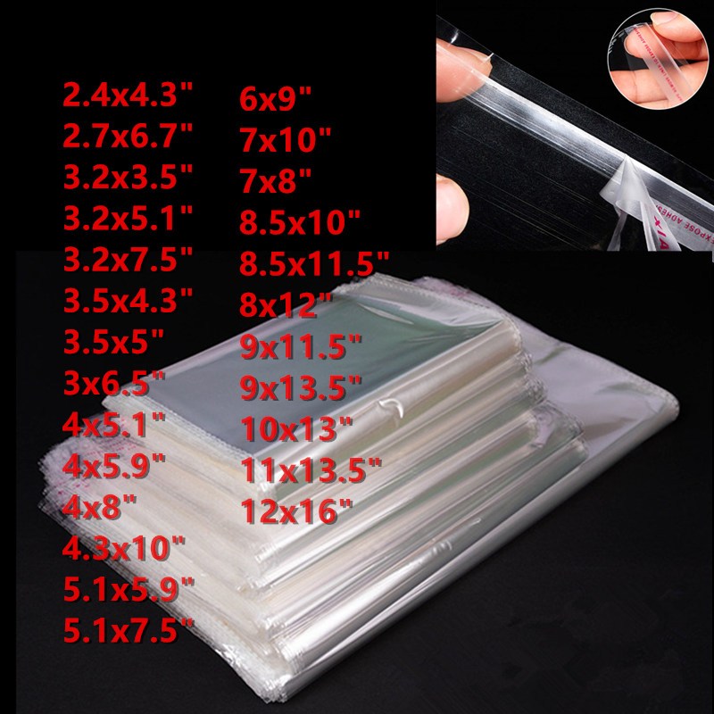 100Pcs OPP Plastic Bag With Adhesive Resealable for Souvenirs ...