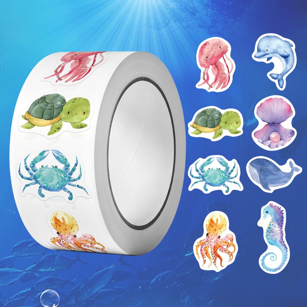 500pcs/roll New Cartoon Marine Animal Park Dolphin Stickers for Kids ...