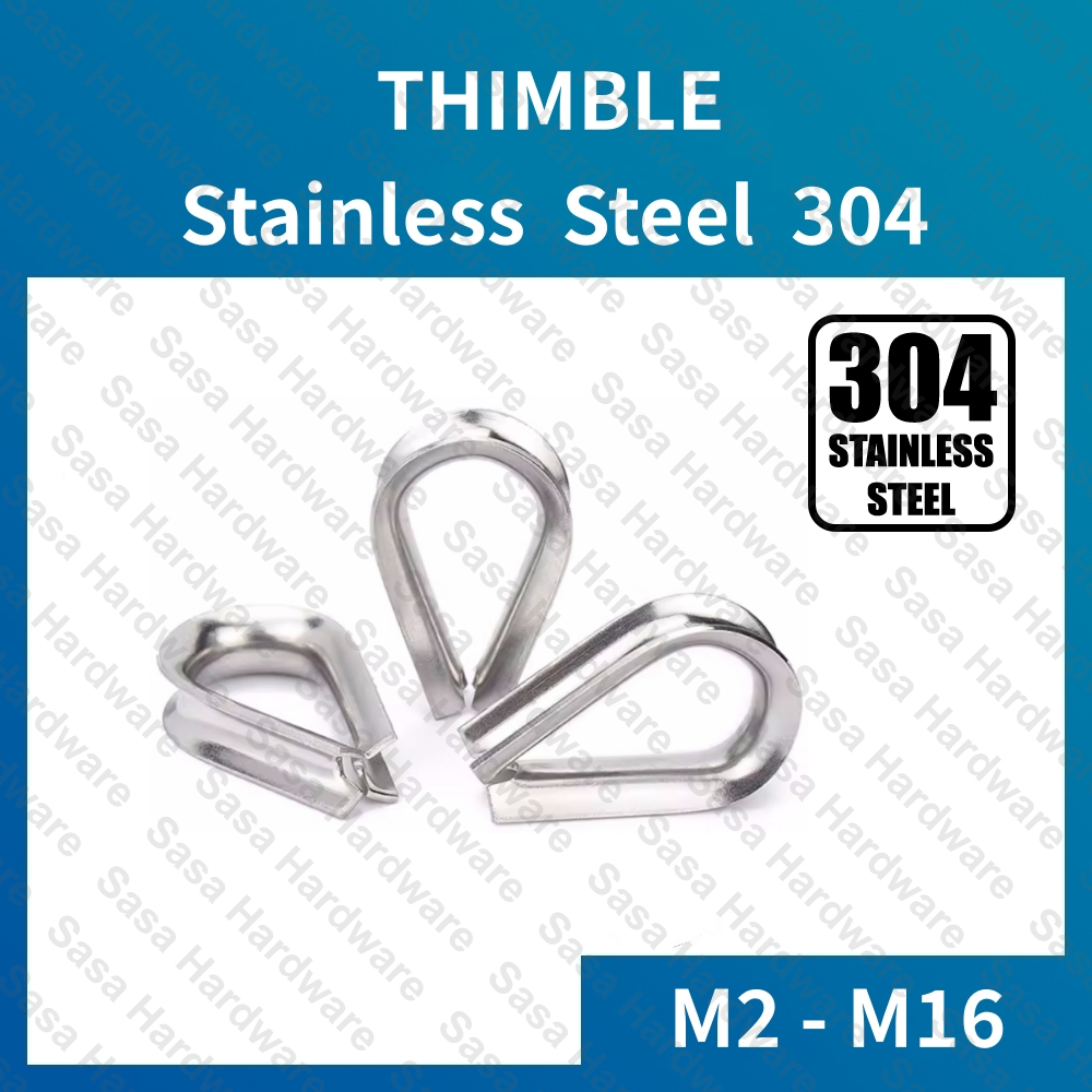 2pcs M2-M14 Stainless Steel Thimble 304 Wire Rope Cable Sewing Thimble ...