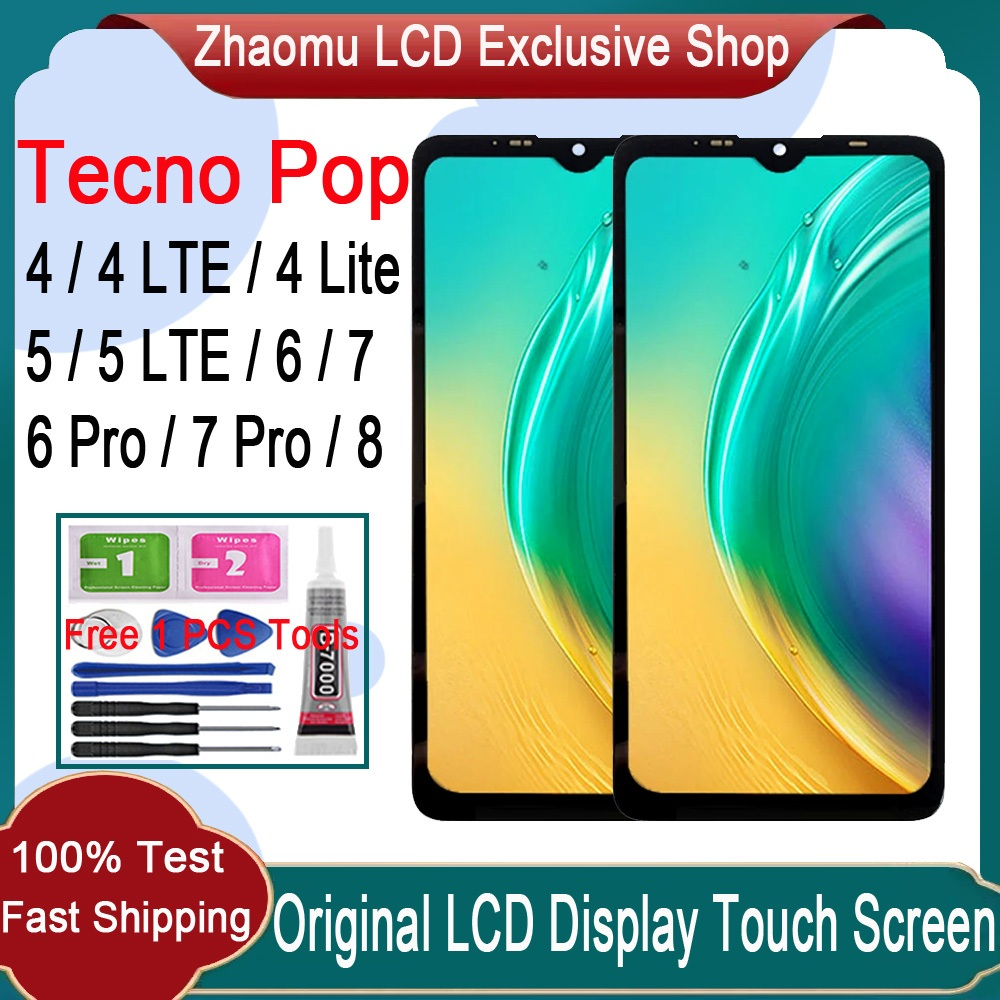 Original Tecno Pop 4 4 LTE 4 Lite 5 5 LTE 6 6 Pro 7 7 Pro 8 LCD Display ...