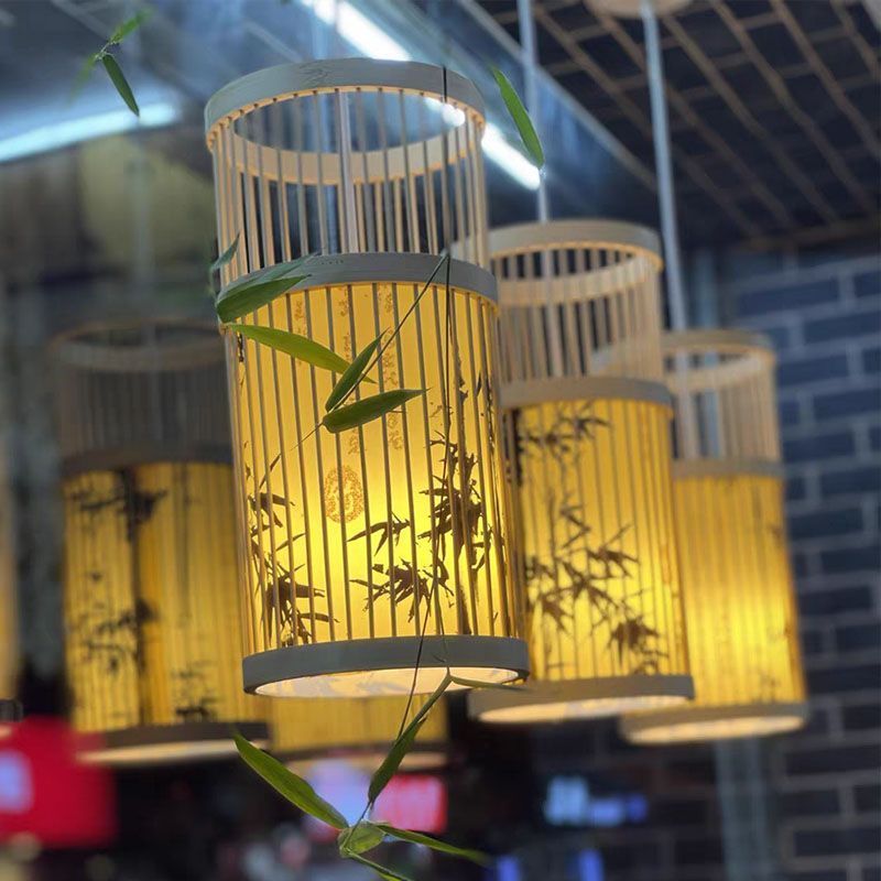 SIMI Nordic Led Chandelier Natural Bamboo Pendant Lamp Japanese Lantern ...