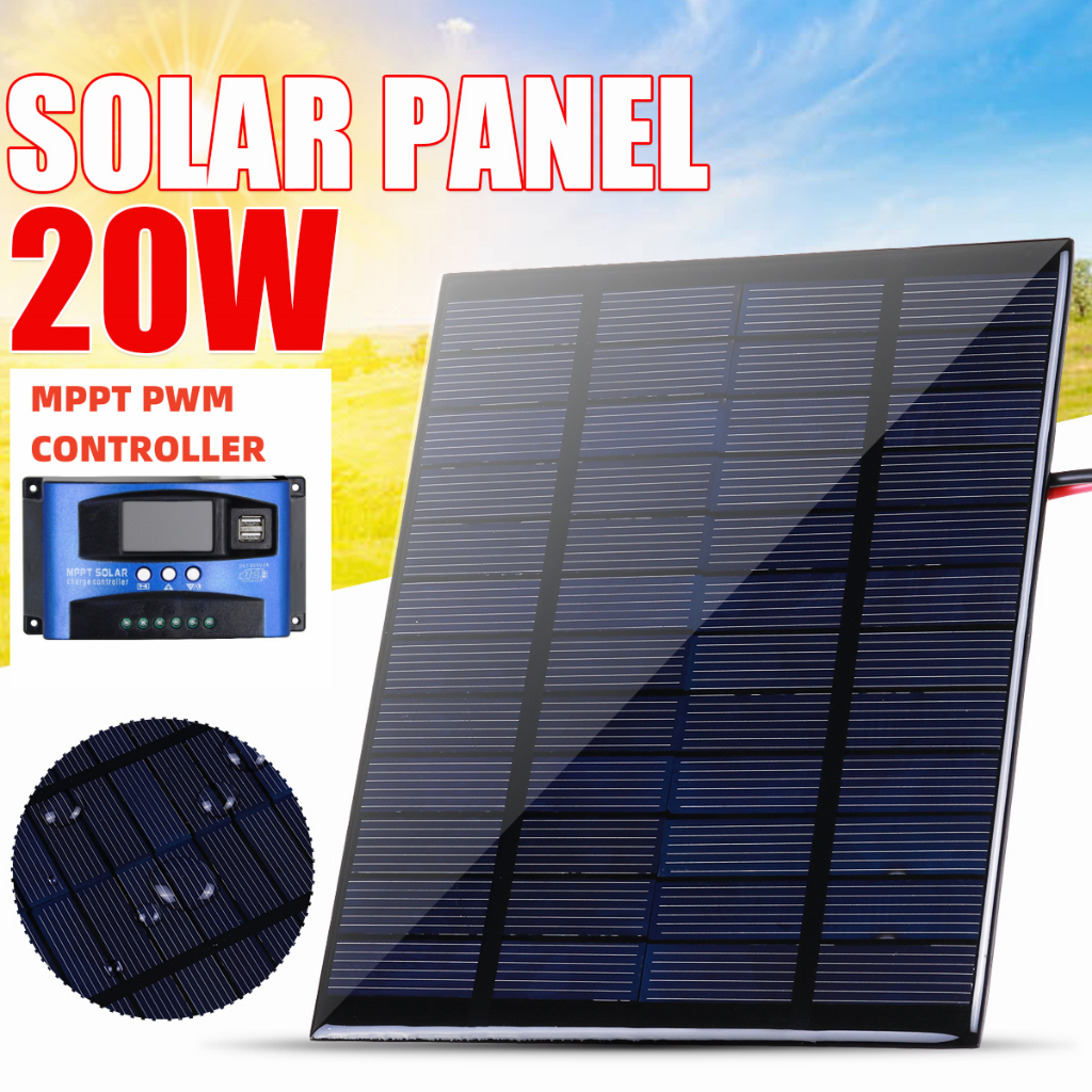 20W Mini Solar Panel 9-12V Polycrystalline Solar Power Panel Borad DIY ...