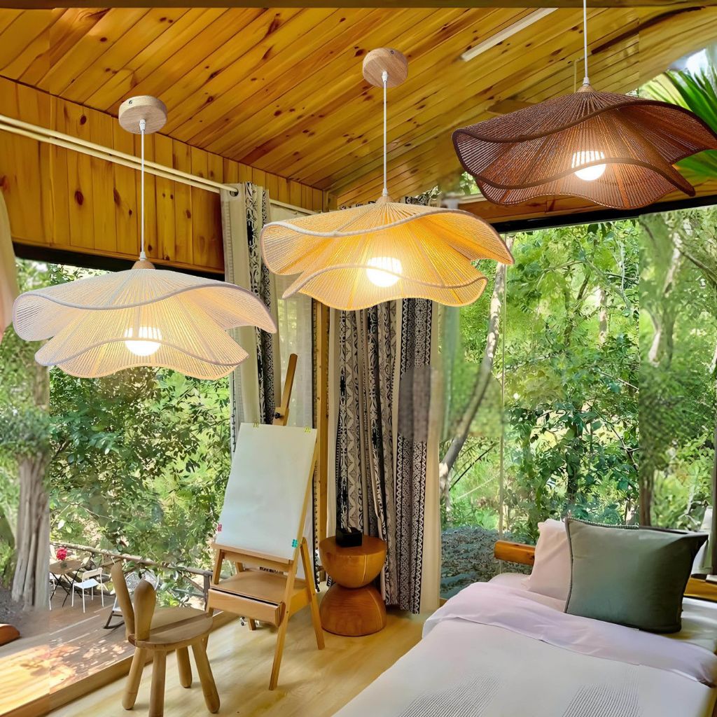 SIMI Japanese Lantern Lamp Rattan Handmade Weaving Ceiling Lights ...