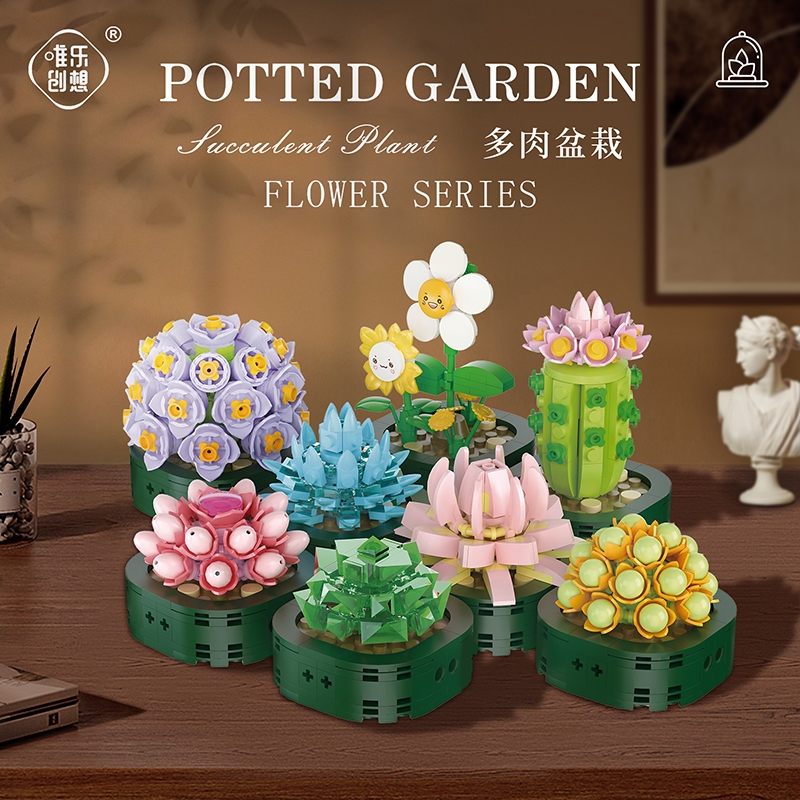 Various succulent potted plant series building block toy gifts | Shopee ...