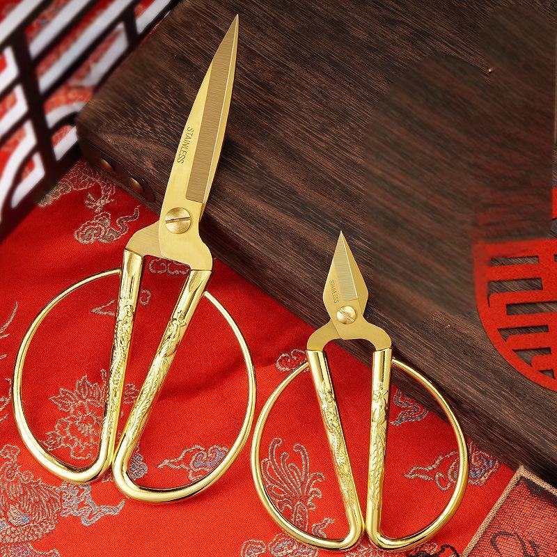 Dragon Phoenix Scissors Stainless Steel Golden Scissors Household ...