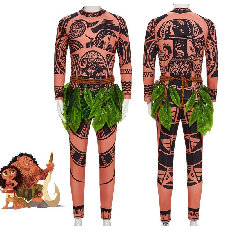 COD Men’s Deluxe Maui Tattoo Costume Adult Disney Cartoon Moana Ocean ...
