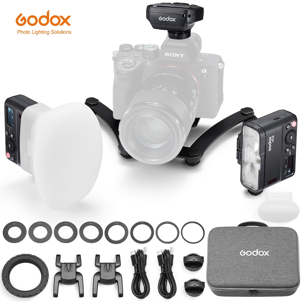 Godox MF12-DK1 MF12 2 Unit Light Kit Mini Speedlite Dental Flash System ...