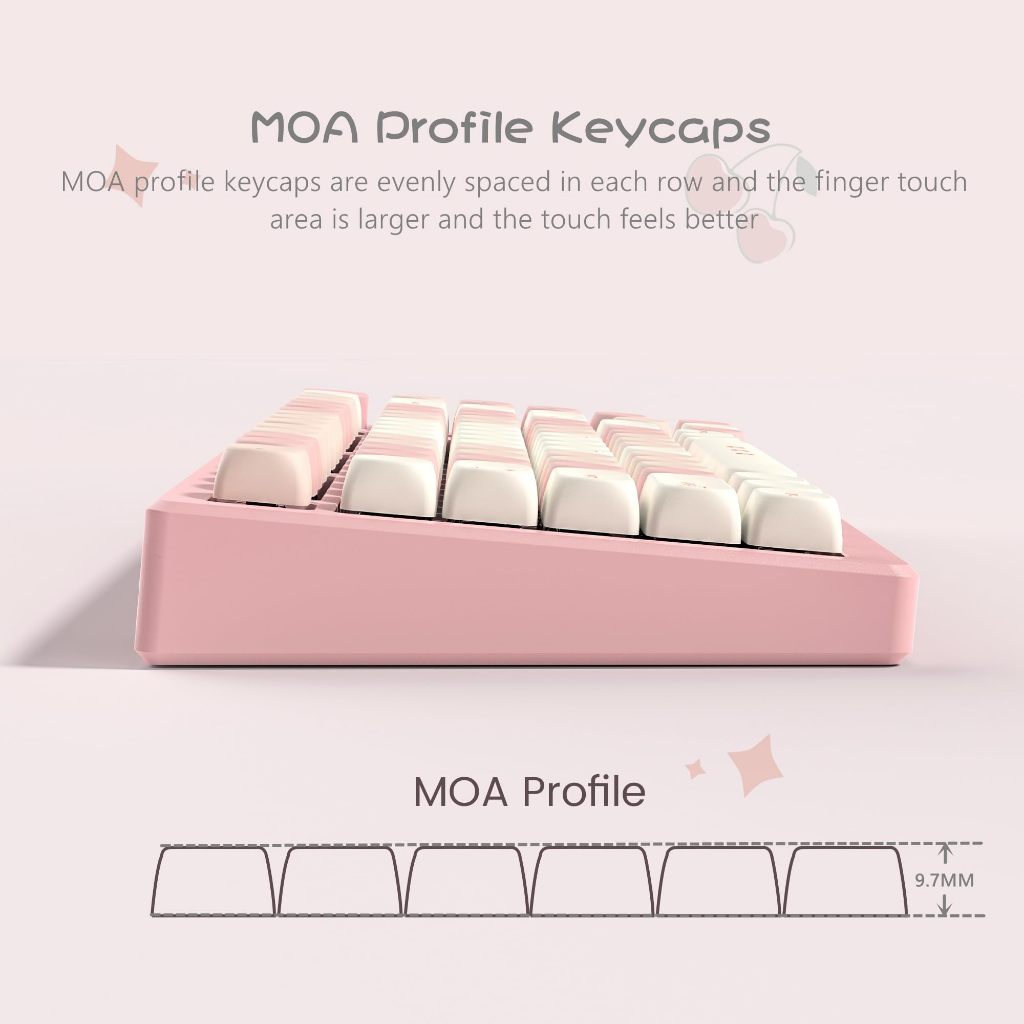 WOMIER 143 Keys Pink Cherry MOA Profile PBT Keycaps Dye Sub Customs Key ...