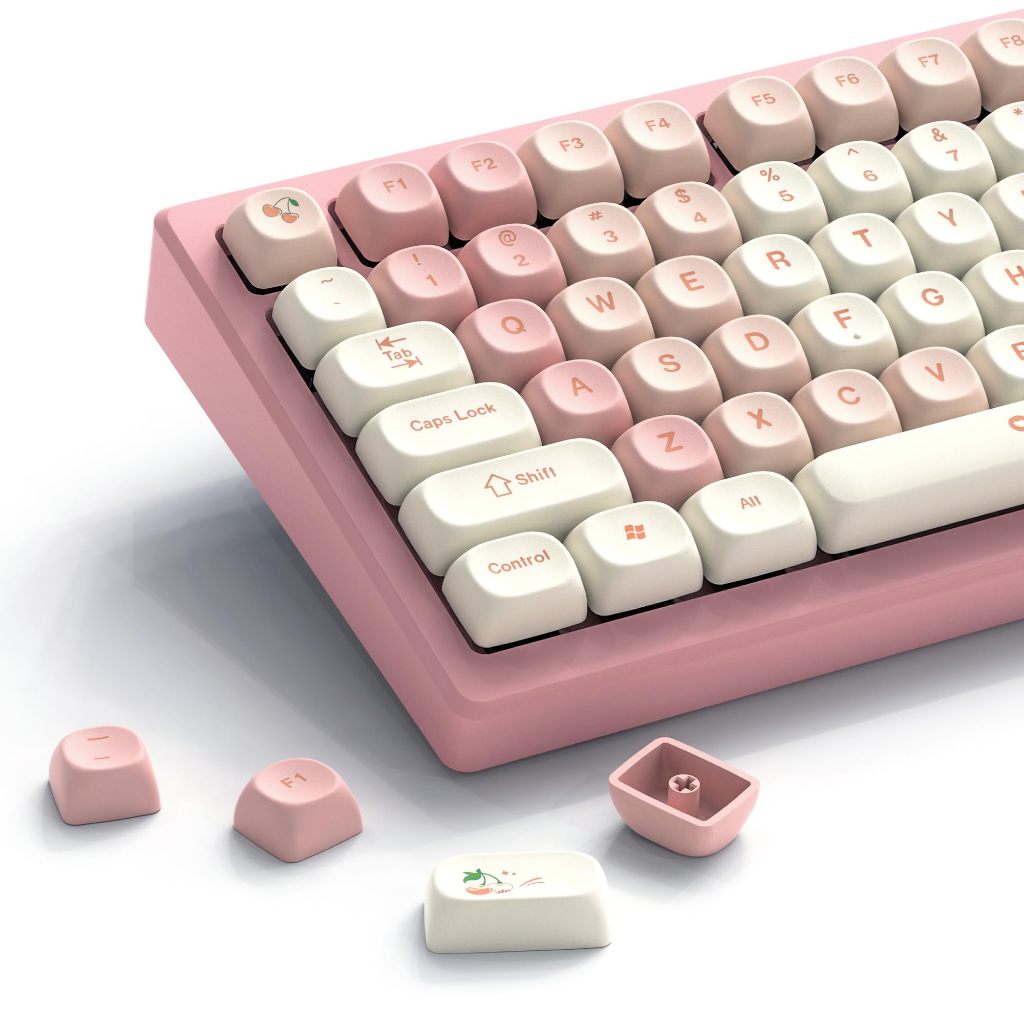 WOMIER 143 Keys Pink Cherry MOA Profile PBT Keycaps Dye Sub Customs Key ...