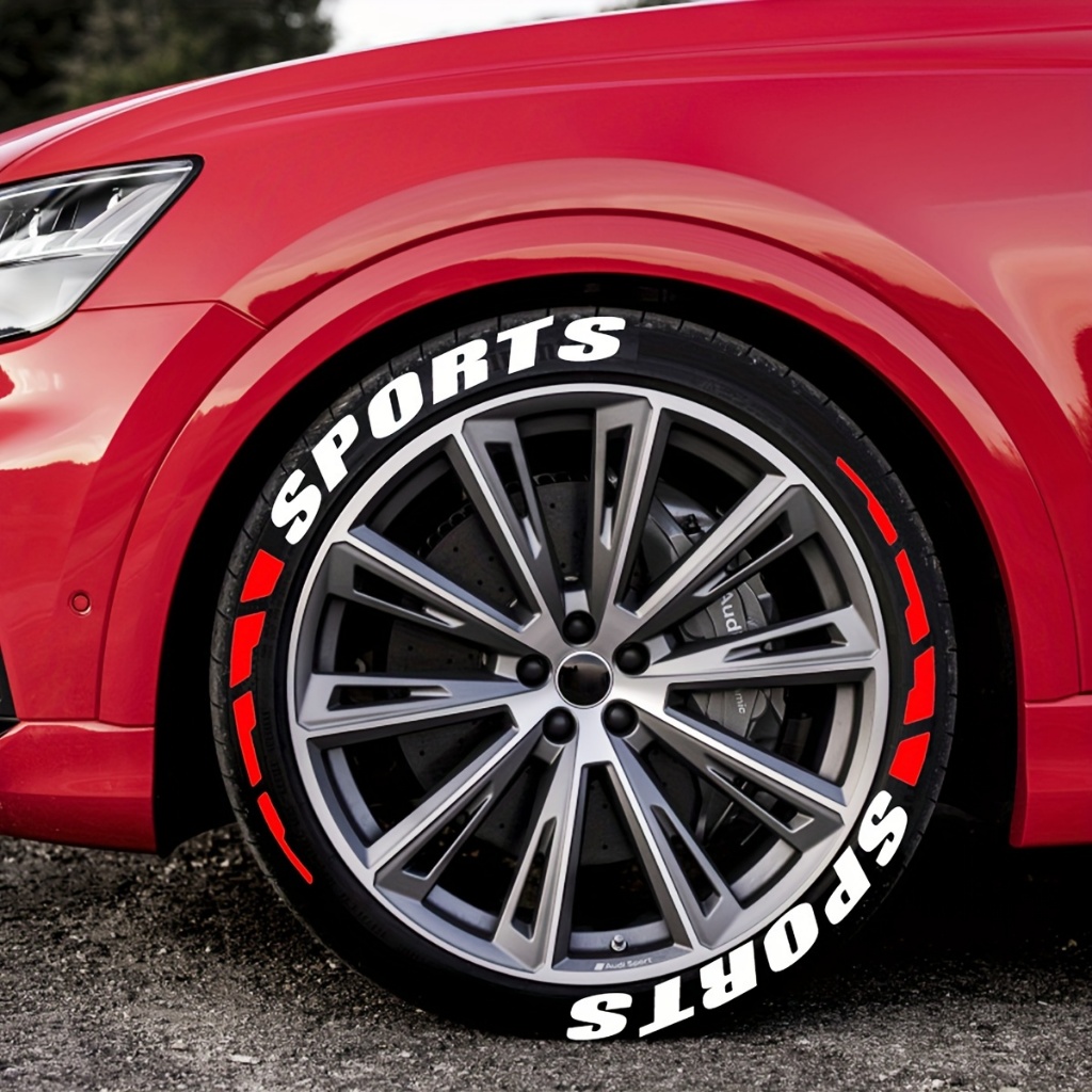 White SPORTS Red Sequence Tire Sticker Decal PVC Tire Letter Stickers ...