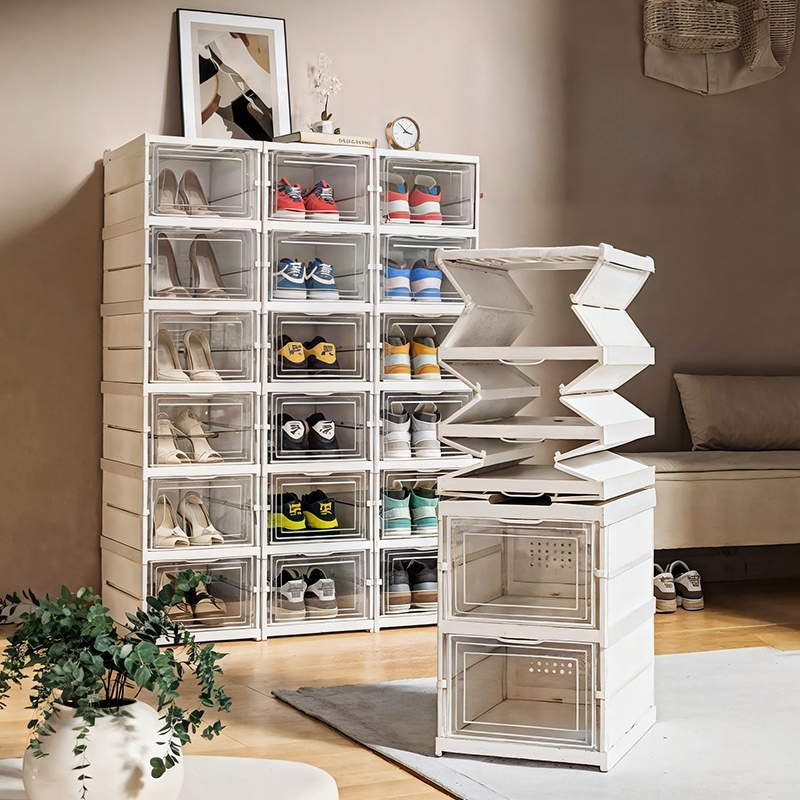 Installation free shoe box, foldable multi-layer dust-proof telescopic ...